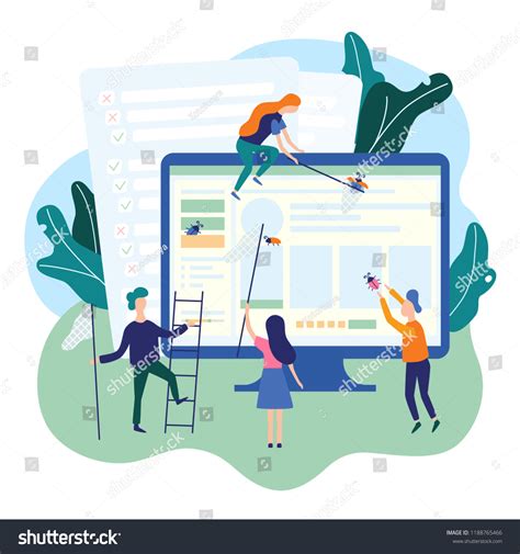 People Catching Bugs On Web Page Stock Vector Royalty Free 1188765466 Shutterstock
