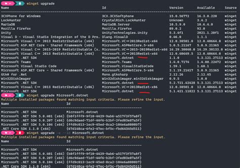 `winget Upgrade Exact Microsoftteams` Multiple Installed Packages Found Matching Input