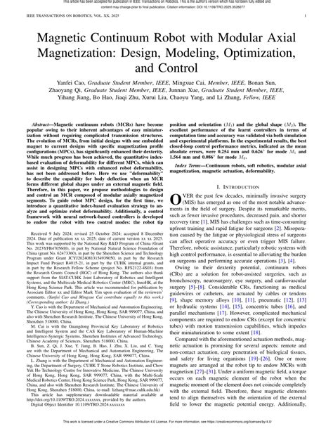 Pdf Magnetic Continuum Robot With Modular Axial Magnetization Design Modeling Optimization