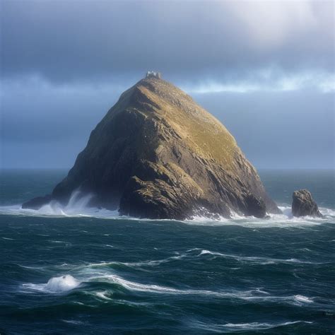 Rockall Island In Icy Atlantic Storm Ai Art