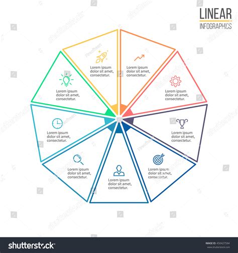 Polygon Infographics Linear Diagram Chart 9 Stock Vector Royalty Free 450427594