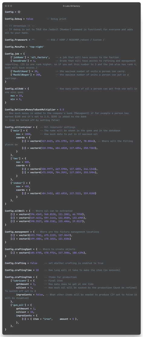 D Labs Scripts Oil Factory