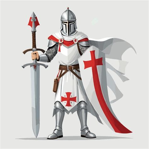 Premium Vector Knight Templar Vector On White Background