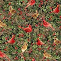 Wilmington Prints Winter Birds Cardinal On Blue 35623 Fabric By The