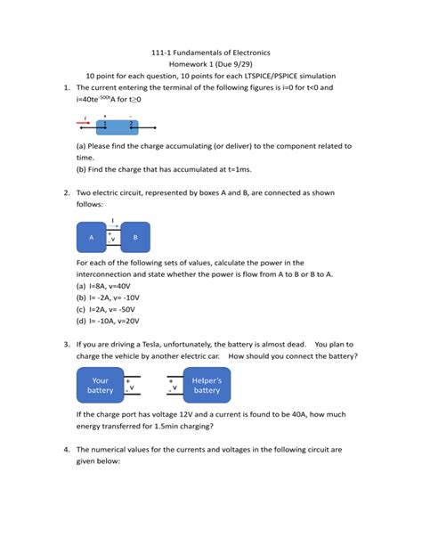 Electronics Homework 1 Circuit Analysis Power
