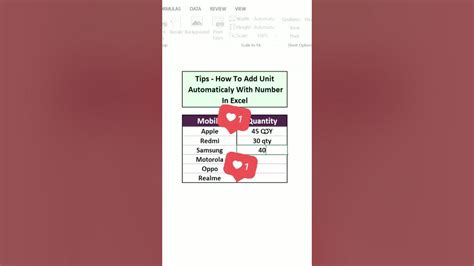 Tips To Add Unit Automatically With Number 🔥🔥excelshorts Exceltech Youtube