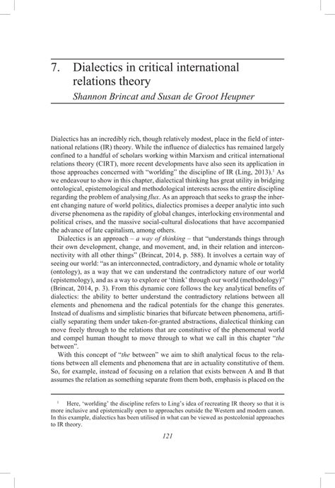 Pdf 7 Dialectics In Critical International Relations Theory