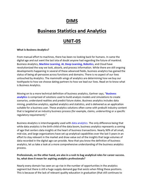Unit 5 Concept Of Business Analytics Pdf Analytics Coefficient Of Determination