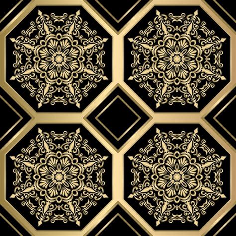 원활한 벡터 배경 패턴 이슬람 터키어 인도 아랍어 빈티지 장식 템플릿 프리미엄 벡터