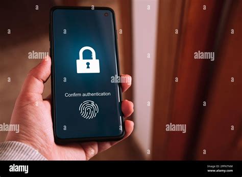 Biometric Authentication Concept Smartphone With Fingerprint Scanning Access Password Thru