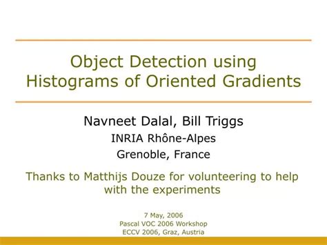 Ppt Object Detection Using Histograms Of Oriented Gradients