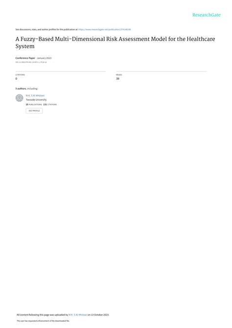 Pdf A Fuzzy Based Multi Dimensional Risk Assessment Model For The