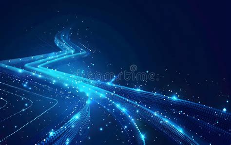 Futuristic Abstract Blue Technology Background With Glowing Light