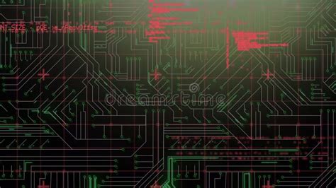 Digital Animation Of Data Processing Against Microprocessor Connections On Black Background