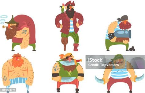 재미 용감한 선원 해적 남성 Buccaneers 만화 캐릭터 벡터 일러스트 개체 그룹에 대한 스톡 벡터 아트 및 기타 이미지 개체 그룹 검 공격성 Istock