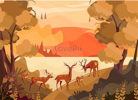 자연 풍경화 일러스트 무료 다운로드 Lovepik