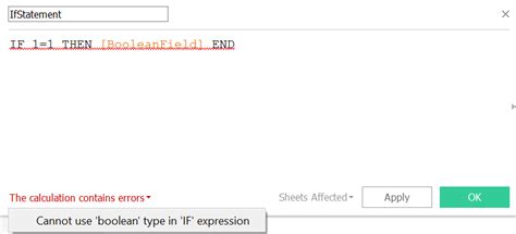 Cannot Use Boolean Type In If Expression Tableau Tar Solutions