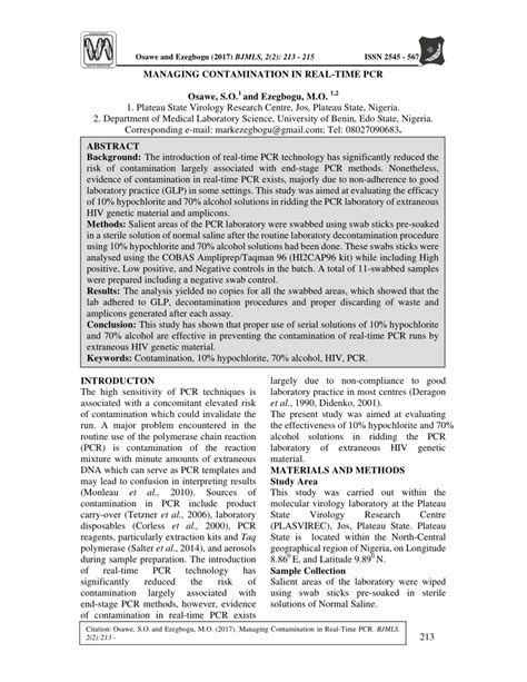 Pdf Managing Contamination In Real Time Pcr
