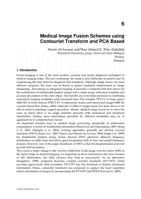Pdf Medical Image Fusion Schemes Using Contourlet Transform And Pca Bases