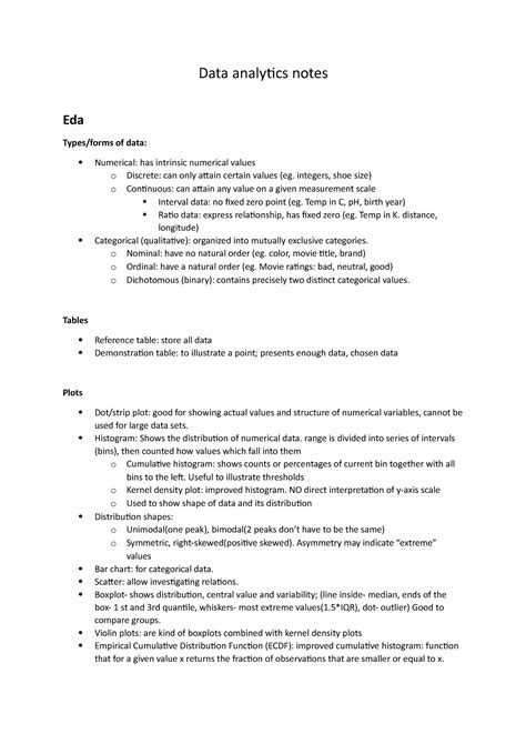 Data Analytics Notes College Aantekeningen All Data Analytics Notes
