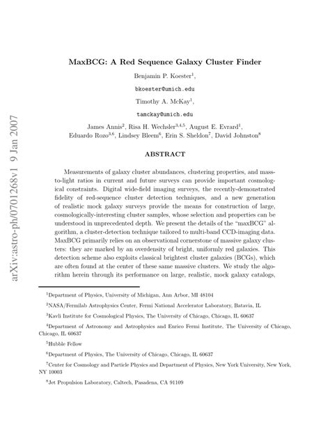 Pdf Maxbcg A Red Sequence Galaxy Cluster Finder