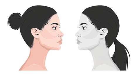 Ilustración De Una Mujer Frente A Otra Versión Monocromática De Sí