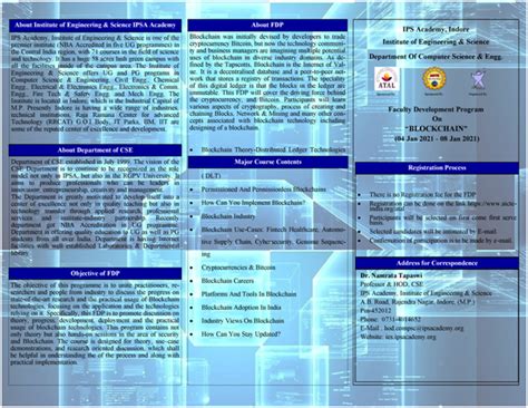 One Week Online Fdp On “block Chain” 04 08 January 2021 Sponsored Atal Academy Ips Academy