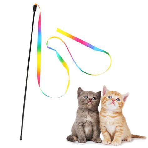 Double Sided Rainbow Webbing Cat Teasing Stick Cat Teasing Dog Cat Toy