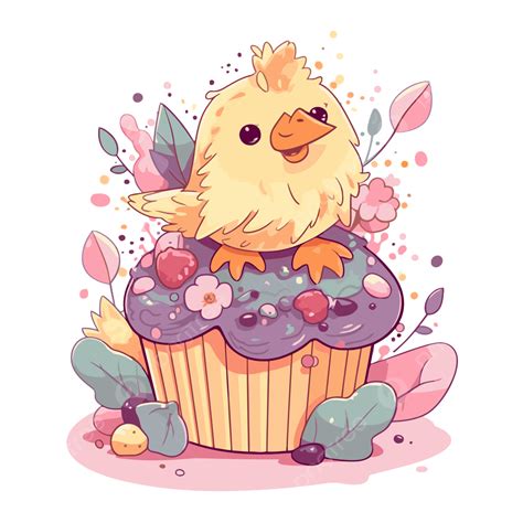 부활절 컵케익 벡터 스티커 클립 아트 Iamnivy 잉크 만화에 의해 귀여운 병아리 컵 케이크 상표 클립 아트 Png 일러스트 및 벡터 에 대한 무료 다운로드