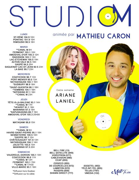 Cette Semaine à Studio M Ariane Laniel