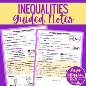 Solving And Graphing Inequalities Notes By Math By B Squared TPT
