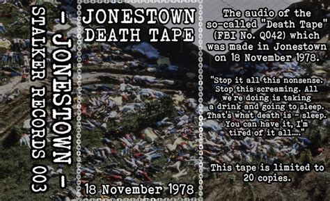 Die Or D I Y Jim Jones ‎ Jonestown Death Tape Stalker Records