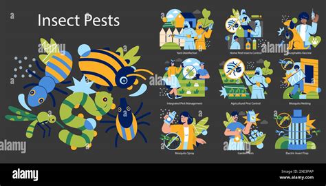 Insect Pests Concept Illustration Of Various Pest Control Methods For Home Garden And
