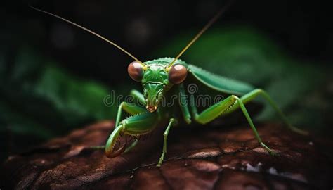 Small Arthropod Leg On Green Leaf Foreground Generated By Ai Stock