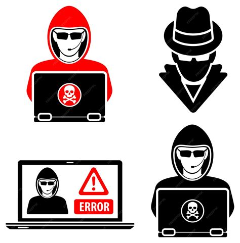 Premium Vector Cyber Crime With Set Logos Hacker Spy
