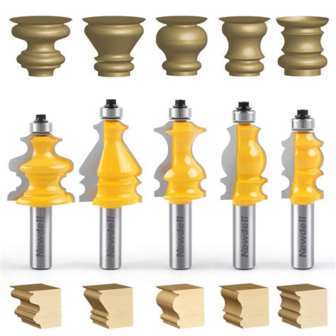 Architectural Molding Router Bit Set 5 Pcs 12 Inch Shank