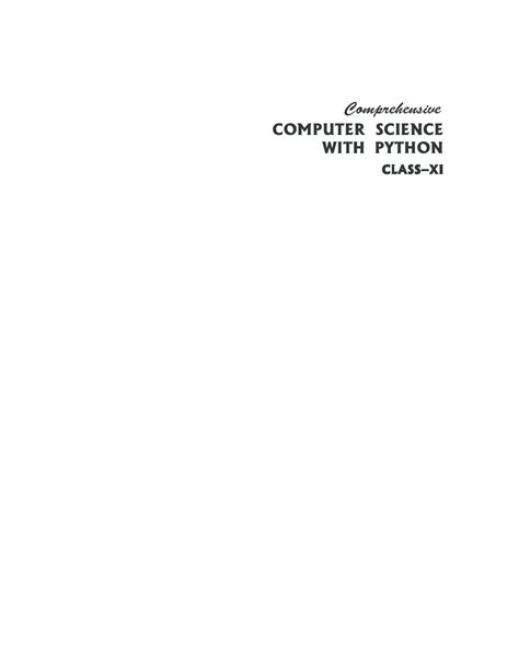 Download Computer Science With Python For Class 11th New 2022 Pdf Online By Pavithra Karthik 2022