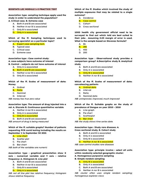 Biostats Lec Quizzes Pdf Sampling Statistics Medical Specialties