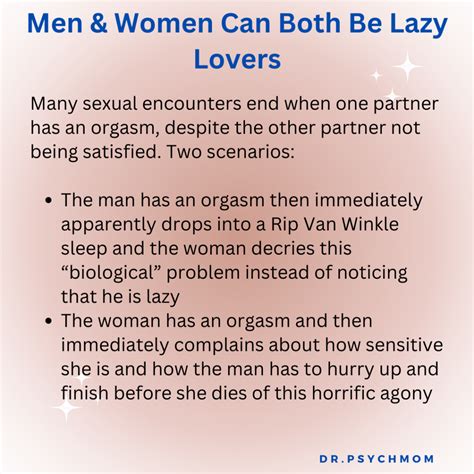 Sex Doesn T End When The Lazier Partner Orgasms Dr Psych Mom