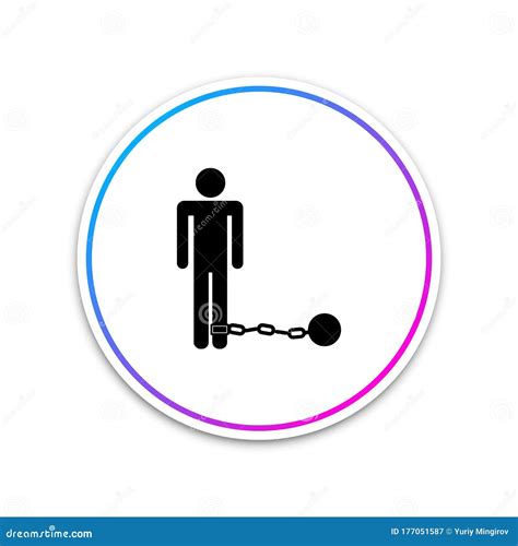 Prisoner With Ball On Chain Icon Isolated On White Background Circle White Button Stock Vector