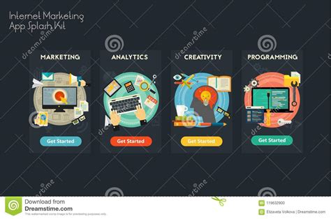 Flat Design Responsive Ui Mobile App Mockups Stock Vector Illustration Of Header Engine