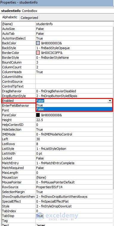 Excel Vba Combobox Important Properties