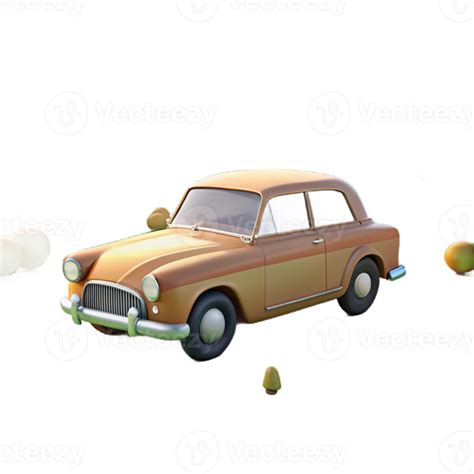 Serene Vintage Cartoon Classic Car 3d Render 4k 56748979 Png