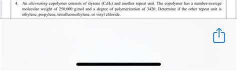 Solved An Alternating Copolymer Consists Of Styrene Chegg Com