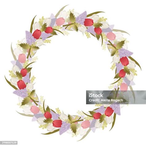 흰색 배경에 튤립과 Geocytes의 원형 프레임 광고 포장 디자인 인사말 카드 및 의류 디자인을위한 Tzayet 디자인의 벡터 요소 0명에 대한 스톡 벡터 아트 및 기타