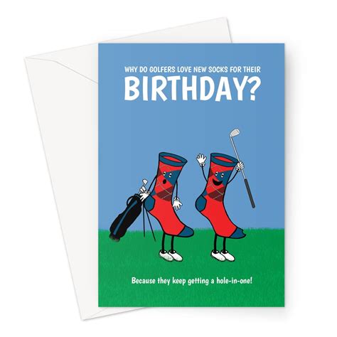 Happy Birthday Card Funny Golf Socks Hole In One Joke A5 Greeting