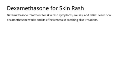Dexamethasone For Skin Rash Meds Is