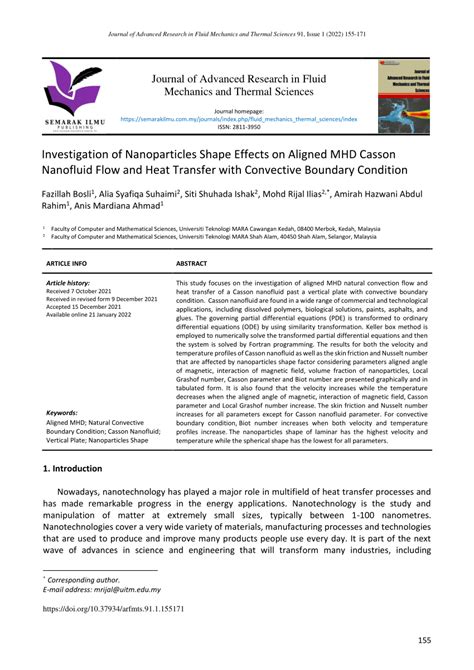 Pdf Investigation Of Nanoparticles Shape Effects On Aligned Mhd Casson Nanofluid Flow And Heat