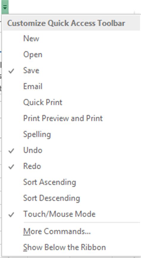 Customise Toolbar Change The MS Quick Access Toolbar