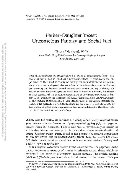 Pdf Father Daughter Incest Unconscious Fantasy And Social Fact